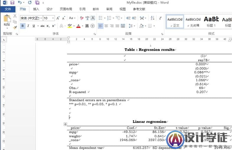 Stata如何将回归分析结果直接导出到word中 设计学徒自学网